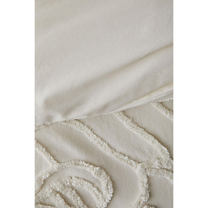 THE HIPPIE STYLE Luxury Tufted Duvet Cover- 3 Pcs Ivory Cotton Bedding Set Comforter Cover, Boho Bedding Set, Home Decor, Bed Cover Set with Pillow (Off White/Ivory, Queen)