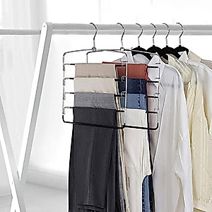 devesanter Pants Hangers Space Save Non-Slip Trousers Hangers Stainless Steel Clothes Hangers Closet Space Saving for Pants Jeans Scarf Hanging Black (3 Pack)