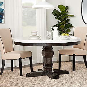 Acme Nolan Dining Table in White Marble and Salvage Dark Oak