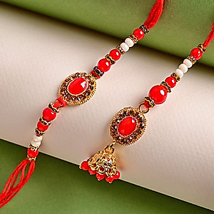 TrendBell Lumba Rakhi Set for Brother Bhabhi | Raksha Bandhan Handmade Rakhi Fancy Rakhi for Bhaiya Bhabhi | Rakhi for Brother (Design1)