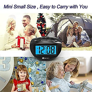 ZEITHALTER LCD Digital Alarm Clock Battery Operated Only Small, Blue Backlight,Ascending Alarm Volume, Simple Basic Clock for Bedroom/Desk/Travel…