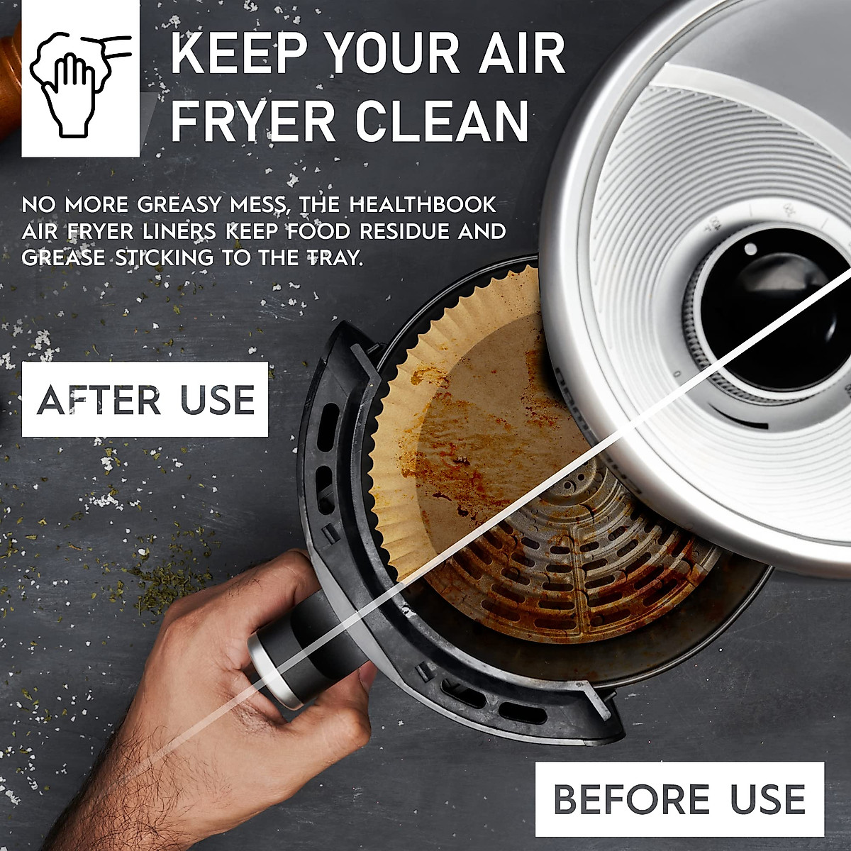 Air Fryer Disposable Paper Liner, 100psc Non-stick Air Fryer liners, Oil-Proof Water-Proof Air Fryer Parchment Paper for air fryer, Food Grade Airfryer liners (6.5”) Round Air Fryer Paper Liners