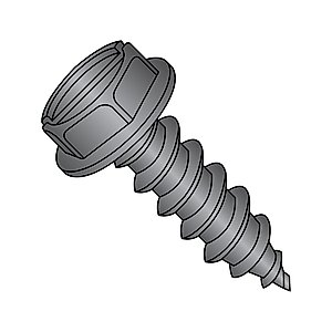 Small Parts 0604ABSWBZ Steel Sheet Metal Screw, Black Zinc Plated Finish, Hex Washer Head, Slotted Drive, Type AB, #6-20 Thread Size, 1/4" Length (Pack of 100)