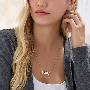 Lutilo 925 Sterling Sliver Custom Name Necklace Personalized Initial Necklaces Pendant Jewelry Gift for Her (Blessed)