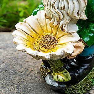 Garden Gnome Statue Set, Funny Garden Gnomes Lawn Ornaments Hold a Different Plant, Weather Resistant Gnome Sculpture and Statue Décor for Home Patio Yard Decorations…