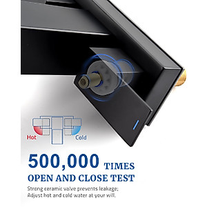 PerPaiMe Waterfall Bathroom Sink Faucet - 4 Inch Centerset Bathroom Faucet Two Handles, Matte Black Bathroom Sink Faucets for 2 or 3 Hole, Stainless Steel Vanity Faucet with Pop-Up Drain & Supply Line