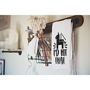 Handmade Funny Kitchen Towel - 100% Cotton Cheeky Pinata Hand Towel - 28x28 Inch Perfect for Chef Housewarming Christmas Mother’s Day Birthday Gift (I'd Hit That)