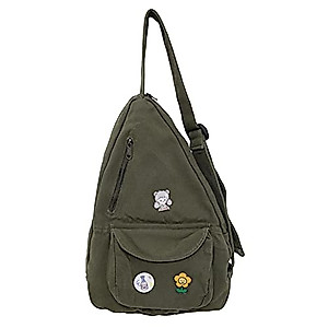 PRAGARI Sling Bag for Women Crossbody Backpack Shoulder Chest Bag Daypack Small Green Travel Canvas Casual Hiking Outdoor