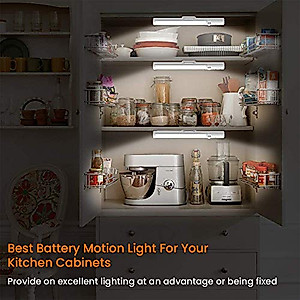 CALIONLTD Under Cabinet Lighting,Wireless Led Closet Light Battery Powered Motion Sensor Light 21 LED Bulb Magnetic Stick-on Night Light Bar for Kitchen, Stairway, Wardrobe,Hallway - 2 Pack
