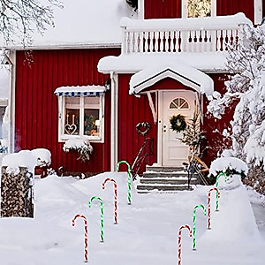 22" Christmas Candy Cane Pathway Markers Lights, Outdoor Christmas Decorations for Yard Patio Garden Walkway, Candy Cane Christmas Decor with Stake, 8 Pack, 4 Red & 4 Green