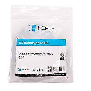 Keple DC Power Extension Cable with 2.1mm / 5.5mm Male to Male Jack 3m / 10ft CCTV Plug Connector Cord Adapter Compatible with CCTV Security Camera IP Camera DVR Standalone LED Strip Monitors (Black)