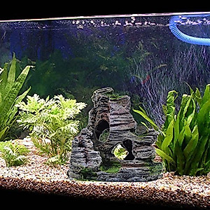 pranovo Mountain View Decor Rockery Landscape Rock Hiding Cave Tree Aquarium Ornament Fish Tank Decoration