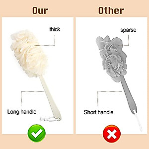 2Pack Back Scrubber for Shower，PIPUHA Loofah Sponge Shower Brush Using Body Exfoliating with Long Handle, Loofah on a Stick for Men Women, Bathing Accessories for Body Brushes (Red and Red)