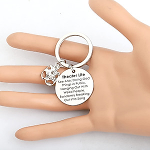 WSNANG Drama Theater Gifts Theatre Life Keychain Comedy Tragedy Mask Jewelry Broadway Musical Jewelry Drama Teacher Gift (Theater Life KC)