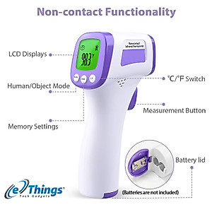 eZthings Thermometer Heavy Duty Infrared Forehead Non-Contact for Medical Offices, Hospitals, Physicians