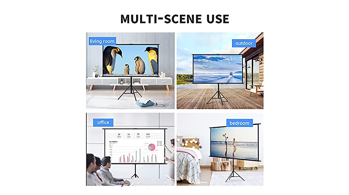 100 inch Portable Projector Screen w/ Stand | 4K HD Indoor/Outdoor