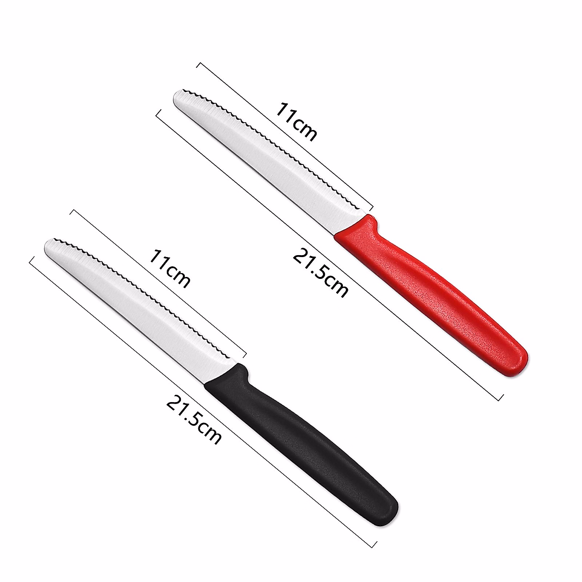 HOHSCHEID Swiss Classic Steak Knives set, 4.5" Finely Serrated Steak Knife Set of 6, Dishwasher Safe Stainless Steel Cutlery Steak Knives Black