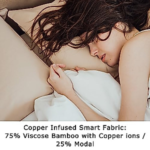 Pillowcase for Acne Prone Skin - Anti-Acne Copper Infused Bamboo Pillow Case 1pc, Hypoallergenic Vegan Silk Pillowcase Queen Size 20x30, Cooling Silky Satin Pillow Cases for Hair and Skin No Bacteria