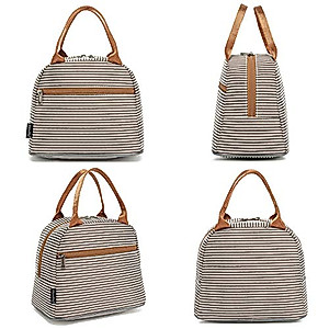 FlowFly Lunch Bag Tote Bag Lunch Organizer Lunch Holder Insulated Lunch Cooler Bag for Women/Men,Coffee