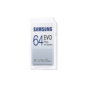 SAMSUNG EVO Plus Full Size 64 GB SDXC Card 130MB/s Full HD & 4K UHD, UHS-I, U1, V10 (MB-SC64K/AM)