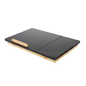Mind Reader Lap Desk Laptop Stand, Bed Tray, Dorm Room, Folding Legs, Rayon From Bamboo, 21.25"L x 13.19"W x 8.25"H, Black