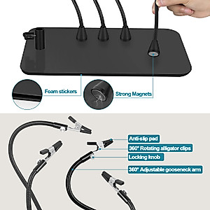 5X & 10X Magnifying Glass with Light and Stand, NAKOOS 2-in-1 Magnifying Lamp, 3 Color Modes Stepless Dimmable Lighted Magnifier with Large Base & Clamp for Craft Soldering Painting Hobby Close Work