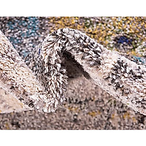 Unique Loom Chromatic Collection Modern Rustic & Vibrant Abstract Area Rug for Any Home Décor, 8' 0" x 8' 0", Beige/Gray