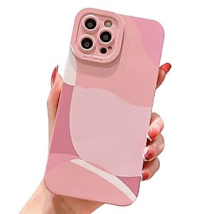 YKCZL Compatible with iPhone 12 Pro Case 6.1 Inch, Cute Painted Art Full Camera Lens Protective Slim Soft Shockproof Phone Case for Women Girl-Pink