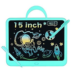 CARRVAS LCD Writing Tablet for Kids 15 Inch Coloring Drawing Pad Toddler Doodle Boards Drawing Tablet for Kids Toys Gift for 3-12 Year Old Boys (Blue)