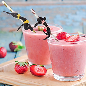 36 Pieces Girls Night Out Party Decorations Glitter Confetti Women Dancing Drinking Straws Female Dancer Pre Glued for Bridal Shower Favors Wedding Supplies (Rose Gold, Gold)