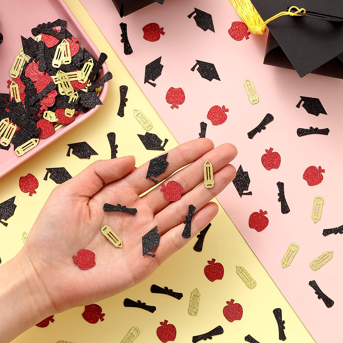 Sursurprise 2024 Teacher Graduation Party Decorations, 200Pcs Teacher Graduation Confetti Glitter for Table, Congrats Teacher Class of 2024 Grad Party Supplies