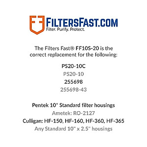 Filters Fast FF10S-20 Compatible Replacement for Pentek PS20-10C Water Filter Cartridge, 10-Inch