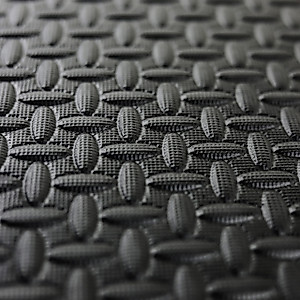 CAP Barbell Exercise Mat Interlocking Puzzle Mat, Diamond Plate Texture, Covers 12 Sq Ft, Black 12 x 12 x 1/2