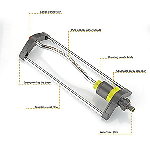 HH Together Metal Oscillating Garden Sprinkler 17 Clog-Resistant Brass Nozzles and Rust-Proof Aluminum Base, Large Area Watering Coverage, Great for Lawn, Front or Back Yard Sprinkling