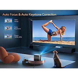 [Auto Focus/Keystone] TOPTRO X7 Android TV Projector with WiFi and Bluetooth, Smart Projector 4K Supported, 600 ANSI, Dust-proof, 50% Zoom, Outdoor Projector with Netflix/YouTube Built-in, 8000+ Apps