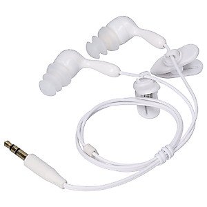 PUSOKEI Short Cord Waterproof Headphone, IP68 Waterproof Shortline in-Ear Tree Earplugs Waterproof Earphone Suitable Fit for Swimming Surfing Running(White)