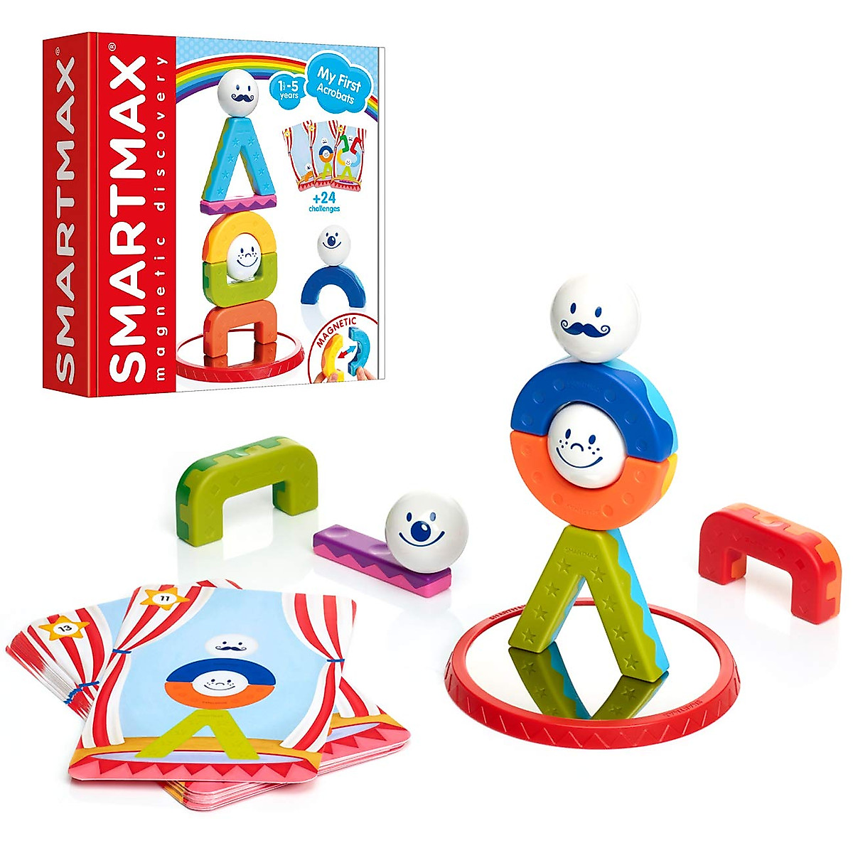 SmartMax My First Acrobats STEM Magnetic Toy with Building Challenges for Ages 1.5-5