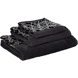 Popular Bath Sinatra Modern Bathroom Towel Set 3 Piece Towel Bath Towel, Hand Towel, Wash Towel and Bath Towel Luxury Contemporary Decor Bling Bath Towel Sets Soft, Plush and Highly Absorbent, Black