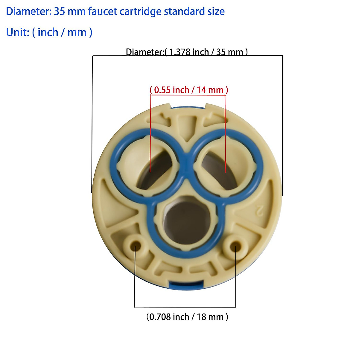 artSew 35mm Faucet Cartridges Replacement Parts Bathroom Shower Head Single Handle Faucet Water Ceramic Valve Pressure Balancing Kitchen (2 Pack)