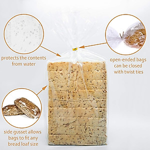 Bread Bags With Ties,100Pieces 18x4x8 Inches Plastic Bread Bags for Homemade Bread Gift Giving,Clear Bread Loaf Storage Bags