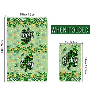 Unibyby St Patricks Day Kitchen Towels, St Patricks Day Towels Set of 2, St Patrick's Day Dish Tea Towels for Bathroom with Leprechaun Gnomes Shamrocks Lucky Decorations for Home (18x28 Inches)