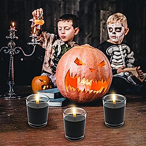Black Halloween Votive Candles in Glass 12 Packs Small Unscented Soy Wax Candles