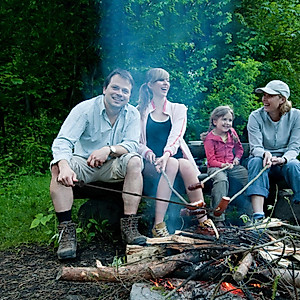 Heavy Duty 32 inch Long Campfire Bonfire Poker Stick 25 Inch Fireplace Tong with Travel Bag, Fire pit Wood Stove Accessories Tools Log Grabber, Rust Resistant, Black Finish for Indoor and Outdoor use