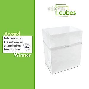 Clean Cubes 13 Gallon Trash Cans & Recycle Bins for Sanitary Garbage Disposal. Disposable Containers for Parties, Events, Recycling, and More. 3 Pack (White)
