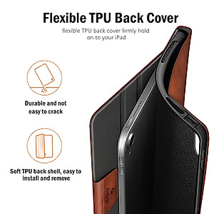 Antbox Case for iPad 10th Generation 10.9'' 2022 with Built-in Pencil Holder Auto Sleep/Wake Function PU Leather Smart Cover for iPad 10th Generation(10.9'') (Brown)