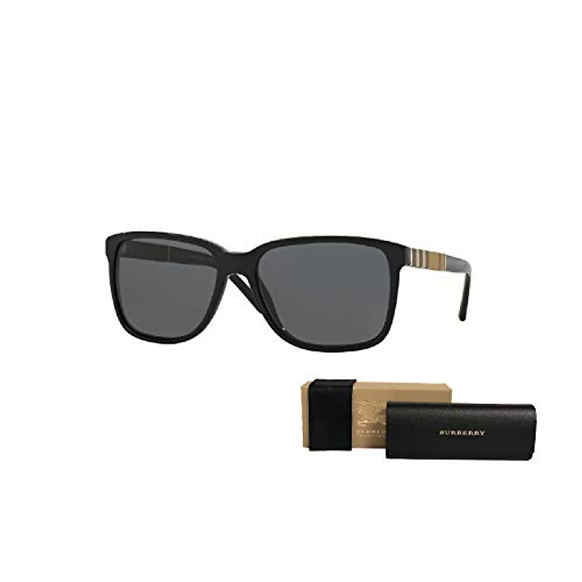 BURBERRY BE4181 300187 58M Black/Grey Square Sunglasses For Men + BUNDLE with Designer iWear Complimentary Eyewear Care Kit