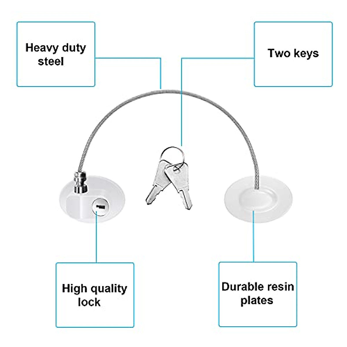 4 Pack Refrigerator Lock Cabinet Locks with Keys Adhesive Freezer Door Fridge Drawer Lock for Child Safety and Privacy, No Drilling (White)