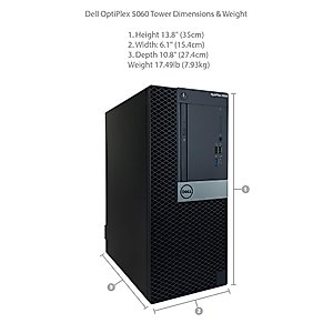Dell Optiplex 5060 Tower Desktop - 8th Gen Intel Core i7-8700 3.20GHz (Up to 4.60GHz), 16GB DDR4 2666MHz Memory, 512GB SSD, Intel UHD Graphics 630, Windows 10 Pro (Renewed)
