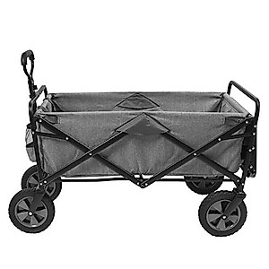 Mac Sports Collapsible Folding Outdoor Utility Wagon (Wagon with Side Table (Utility, Light Grey)