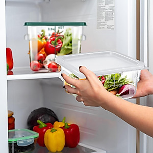 Tioncy Food Storage Container with Lids Set 2 Qt 4 Qt 6 Qt Square Clear Commercial Containers with Scales Handles for Home Restaurant Kitchen Food Storage, Proof Dough, Marinating Meat (3 Pcs)